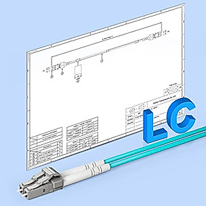10Gtek Fiber Patch Cable - LC to LC OM3 10Gb/Gigabit Multi-Mode Jumper Duplex 50/125μm LSZH Fiber Optic Cord for SFP Transceiver, Aque, 1-Meter(3.3-ft)