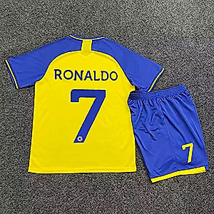 Casmyd Mens Kids Portugal Soccer Jersey+Shorts Ronall’do #7 Riyadhh World Cup Football Team Sports Fan Shirts Kit Youth Adult Yellow