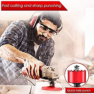 Bi-Metal Hole Saw 6 1/8 Inch, 30 mm Cutting Depth HSS Hole Cutter for Cutting Wood, Plastic, Drywall, Plasterboard and Soft Metal Sheet, Red