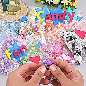 sjavocado 130pcs Acrylic Assorted Beads Flower Heart Butterfly Candy Beads Pastel Loose Beads Round Beads Bulk for Bracelets Jewelry Making DIY Plastic Crafts(Pink)