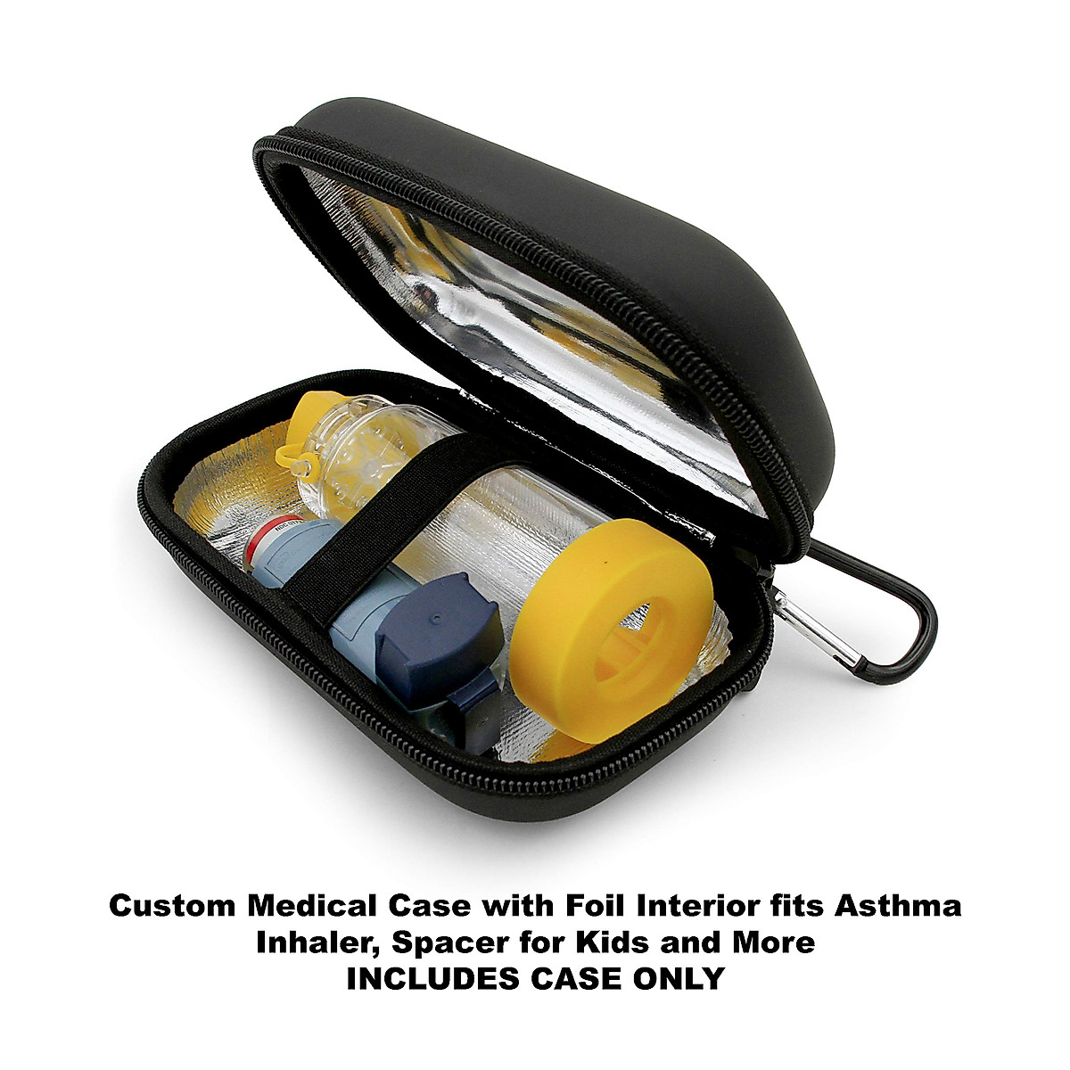 Casematix Compact Insulated Asthma Inhaler Travel Bag Case Compatible with Chamber Inhaler Spacer, Masks and More - Does Not Fit Spacers Longer Than 6.25 inches, Includes CASE ONLY