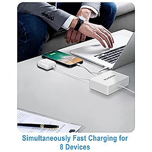 USB Charging Station, RENGOGA 50W/10A USB Charger 8-Ports USB Charging Hub, Multi USB Charger Block for Multilple Devices, iPhone 13 12 11 Pro Max,iPad Air, Samsung Galaxy S21 S20, Tablet-White