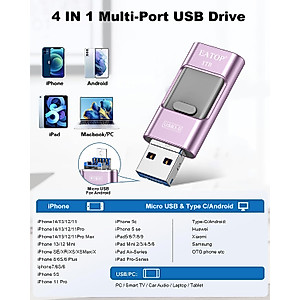 EATOP USB 3.0 Flash Drive 1TB Intended for iPhone iPad, USB Memory Stick External Storage Thumb Drive Photo Stick Compatible with iPhone/iPad/Android and Computer (Light Purple)