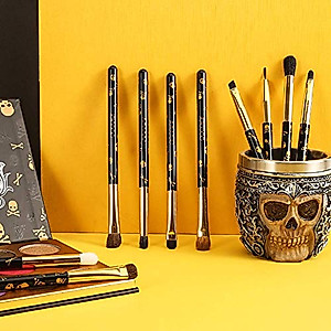 Docolor Eye Makeup Brushes 10Pcs Skull Printed Eyeshadow Makeup Brush Set Blending Concealer Eyebrow Eye Liners Premium Synthetic Eyeshadow Crease Brow Brush