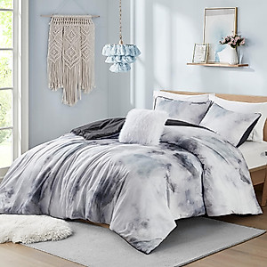 Intelligent Design Duvet Cover Twin Bedding Sets for Girls & Boys Watercolor Tie Dye Twin Duvet Cover Set Kids, Microfiber Twin Size Duvet Cover Set, Pillow Cassiopeia, Twin/Twin XL, Charcoal 3 Piece