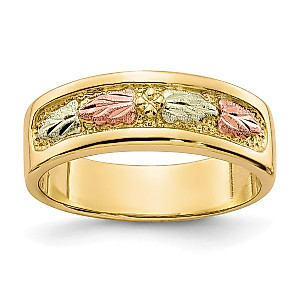 10K Tri Color Black Hills Gold Flower Ring Size 7