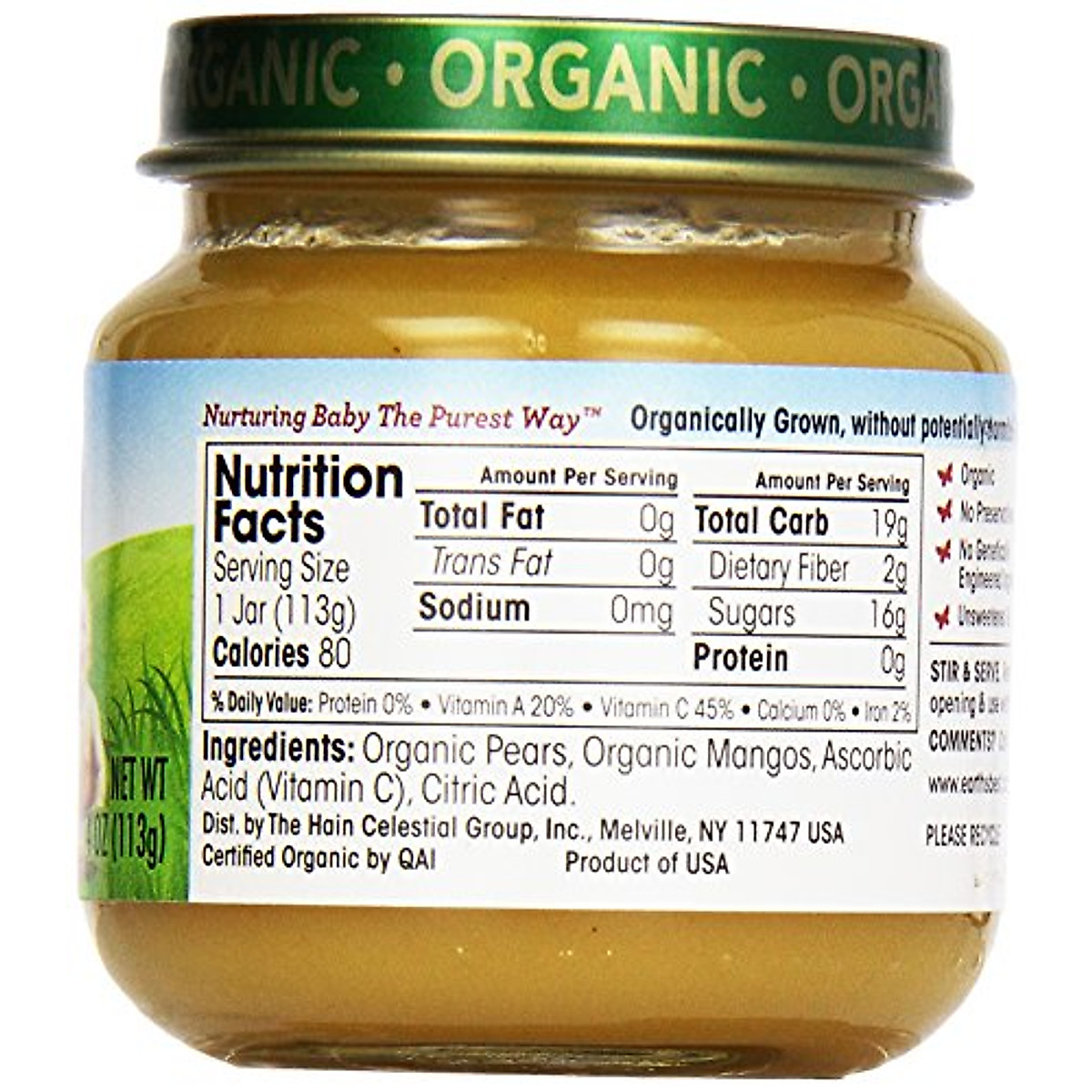 Earth's Best, Strained Pear Mango, 4 oz