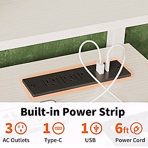 JOISCOPE Home Office Desk with Power Outlets (3AC, USB, Type-C), 60 × 20 Inch Computer Desk with 3 Drawers & Shelves, Laptop Table with Display Riser, Gaming Study Drafting Table for Bedroom, White