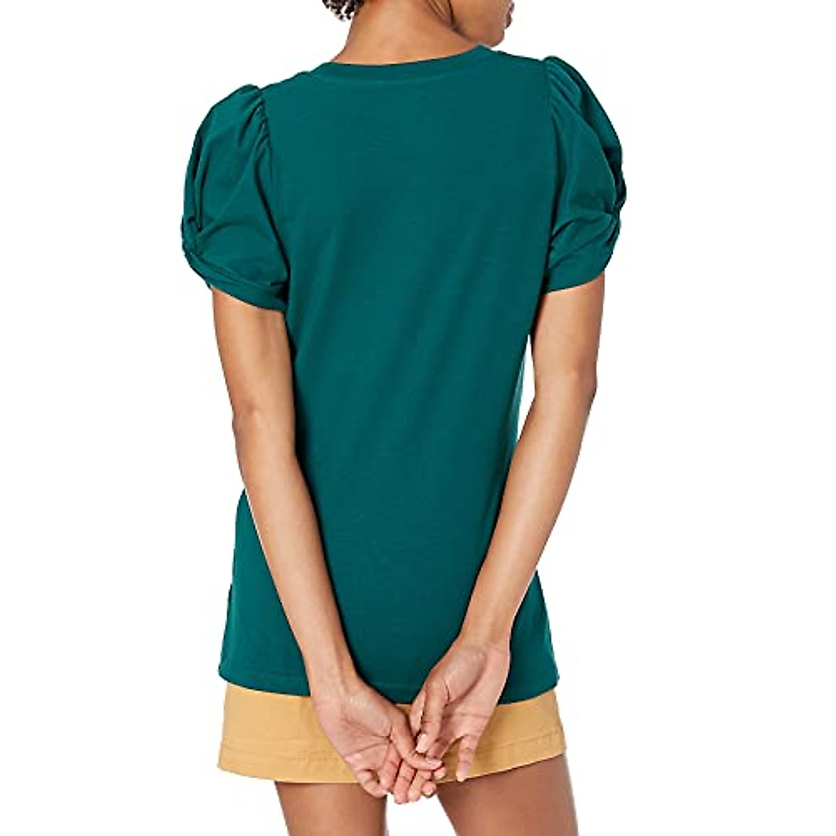 Amazon Essentials Women's Classic-Fit Twist Sleeve Crewneck T-Shirt, Forest Green, X-Large