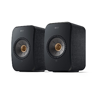 KEF LSX II Wireless HiFi Speaker System (Carbon Black) and KEF KW1 Wireless Subwoofer Adapter Kit, KW1TXRX, Black