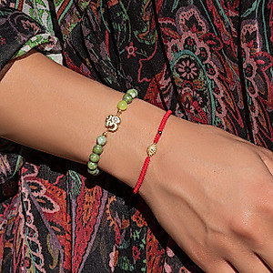 KARMA AND LUCK Powerful Protection, Red String Bracelet & Evil Eye Charm for Women, 18K Gold Plated Brass with Genuine Hematite Stone, Size 5.5"-7.5”