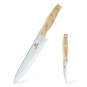 KL KALOO 2PCS Kitchen Knives, 8 inch Chef's Knife and 3.5 inch Paring Knife, Professional Chef Knife with German Stainless Steel Blade and Wooden Handle