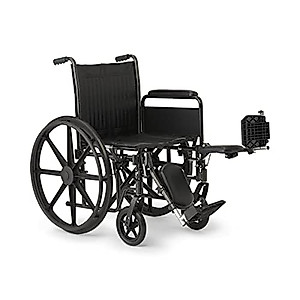 Medline K1 Basic Vinyl Wheelchair with Full-Length Arms and Elevating Leg Rests, 18-Inch Wide Seat