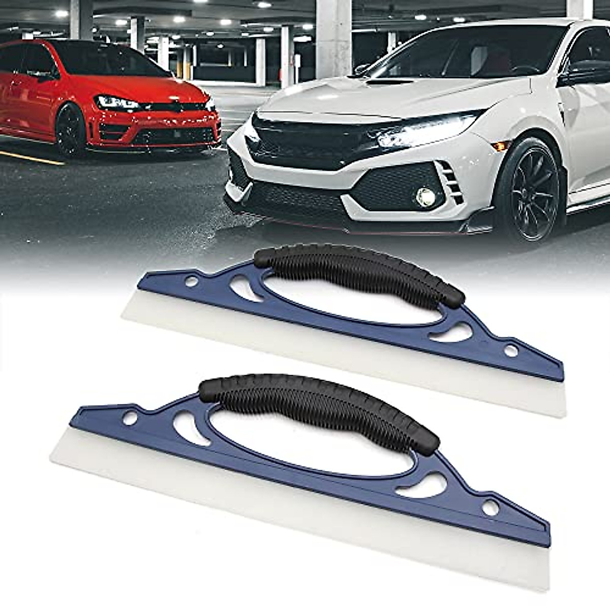 uxcell 2Pcs Silicone T-Bar Car Water Blade Dryer Squeegee Window Glass Scraper Wiper Cleaner Tool