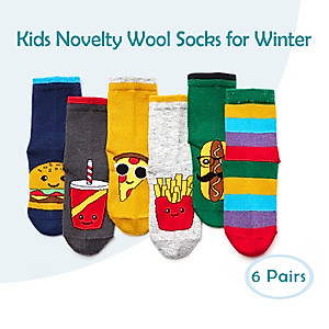 Moon Tree Boys Wool Socks Kids Warm Socks Winter Thermal Crew Socks 6 Pack 5-7 Years
