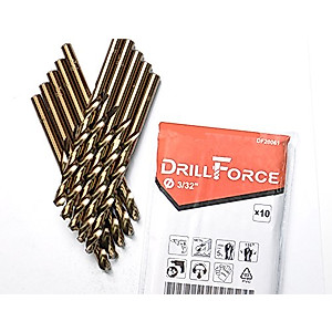 0XTUL 10PCS,3/32",HSS General Purpose Heavy Duty Cobalt Jobber Twist Drill Bits,ideal for drilling on mild steel, copper, Aluminum, Zinc alloy etc.