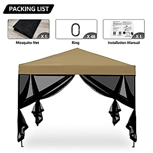 Tappio Mosquito Net with Zipper for Outdoor Camping DIY Canopy Screen Wall Outdoor Mosquito Net for 10 x 10' Patio Gazebo and Tent (Only Mosquito Net Outdoor Tent Not Including)