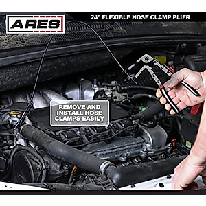 ARES 71102 - Flexible Hose Clamp Plier - 24-Inch Heavy Duty Cable Flexes for Use in Any Position - Works on 18mm-54mm Hose Clamps
