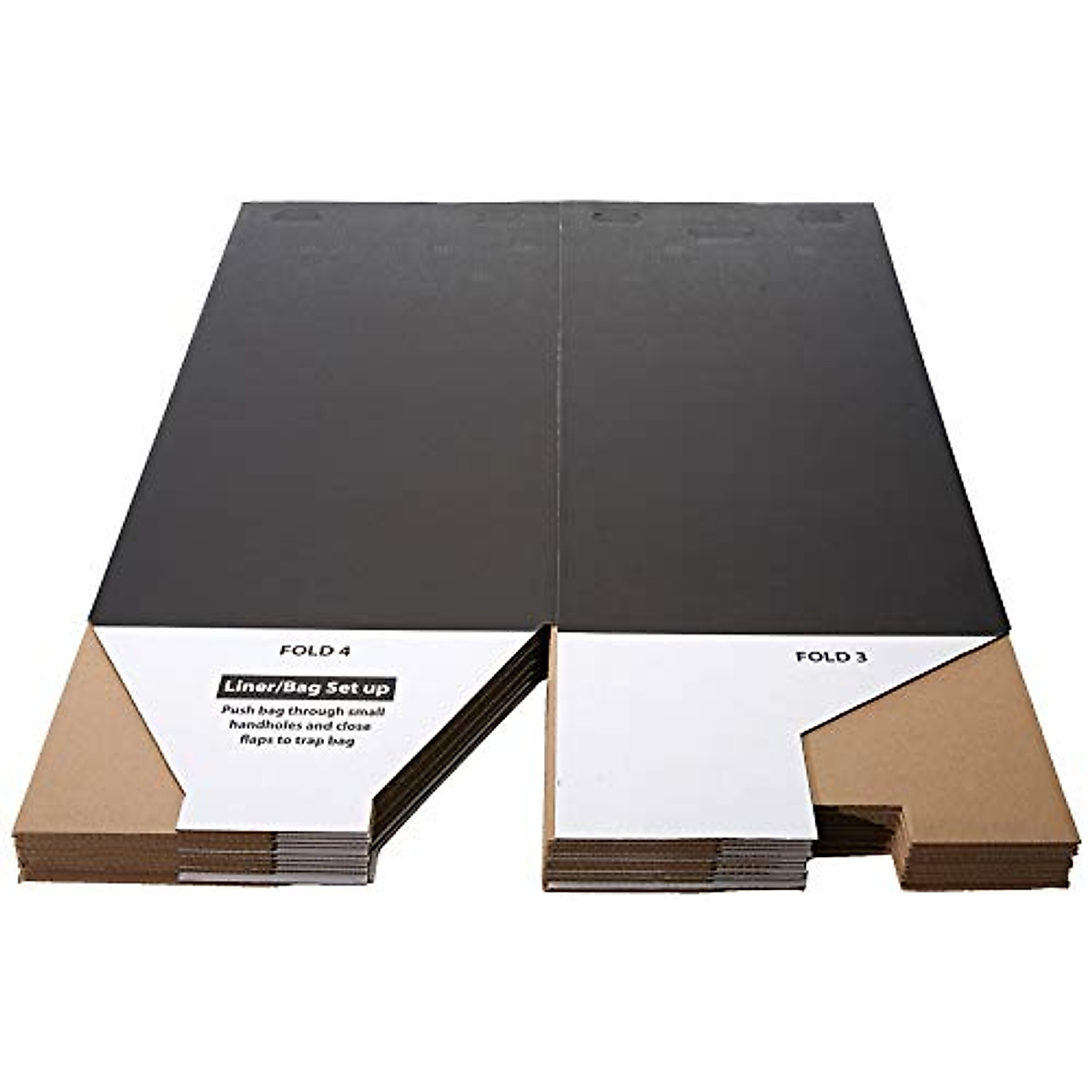 One Earth Disposable and Reusable Corrugated Cardboard Trash and Recycling Boxes: Bin + Lid + Trash Bag- Black (Qty. 10 Sets)