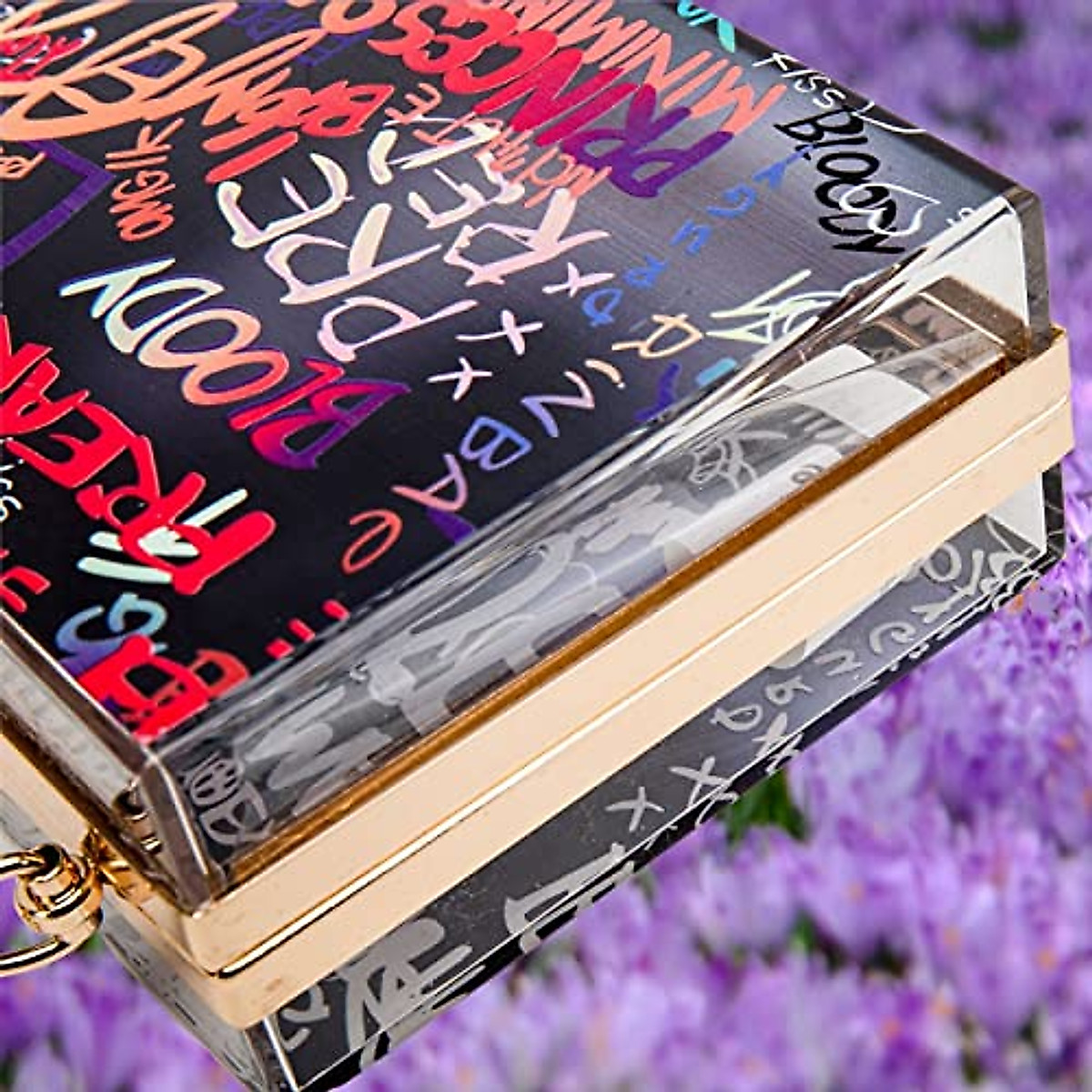 Ladies Purses Graffiti Cross Body Purse for Women Acrylic Clutch Trendy Clear Evening Bag for Wedding Cocktail Party Prom Blue