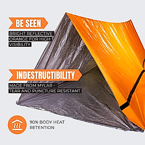 MEKKAPRO Emergency Tent Shelter - Survival Tent - 2 Person Emergency Shelter - Resistant and Ultra Lightweight Life Tent - Water and Windproof Tube Tent for Camping, Hiking and Outdoor Activities