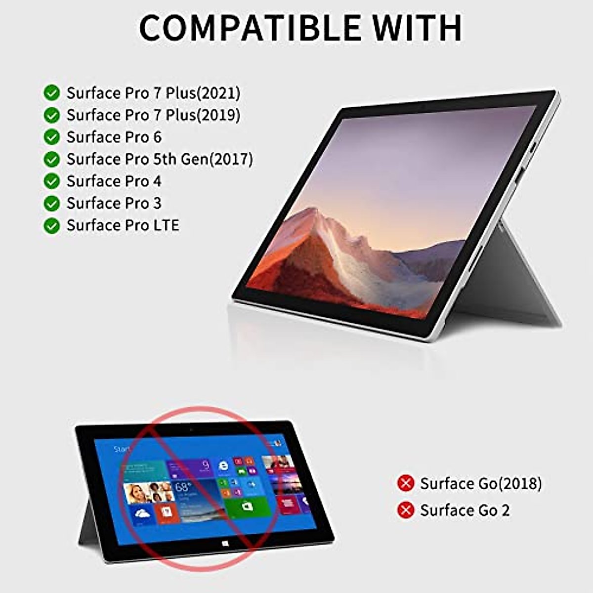 Rapoo XK200 Bluetooth Microsoft Surface Pro 7+/Pro 7/Pro 6/Surface Pro 5 (Pro 2017)/Pro 4 12.3 inch Tablet/Surface Pro 3 2014 Keyboard Case with Trackpad - Detachable Wireless Keyboard Type Cover