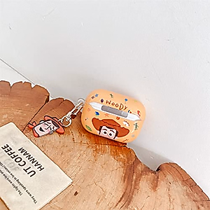 Soft TPU Cute AirPod Pro Case Cover for Apple AirPods 2019 with Charm Keychain Clip Woody Sheriff Cowboy Toy Story Pixar Disney Cartoon Cool Fun Lovely Special Kids Girls Boys Daughter Son