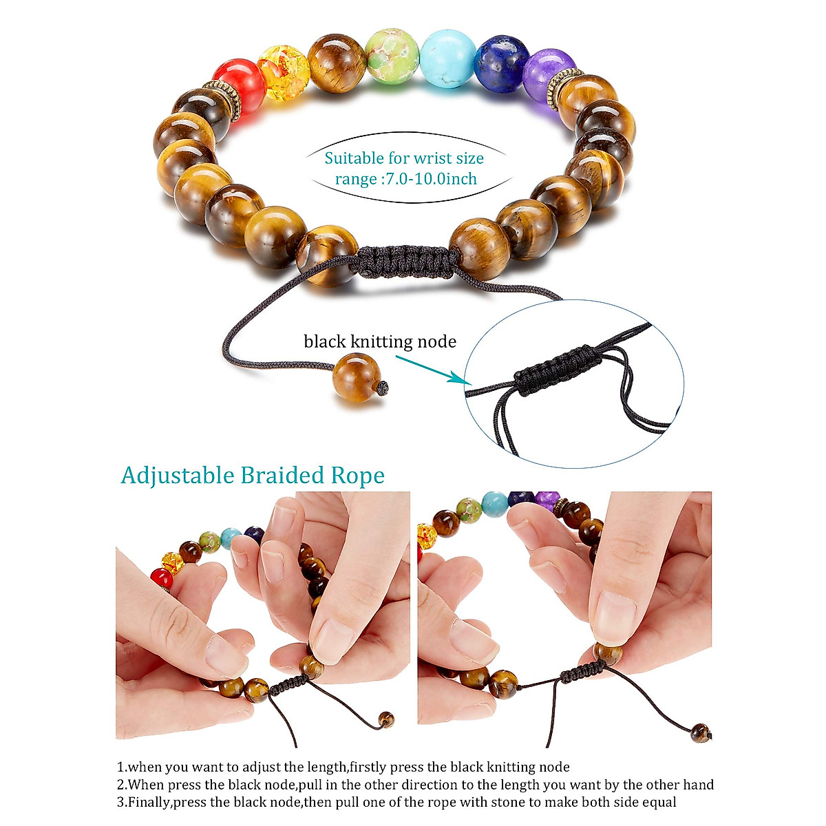 Tatuo 4 Pcs 8mm Natural Lava Rock Bracelet for Men Aromatherapy Essential Oil Diffuser Bracelet Stone Anxiety Beads Bracelets