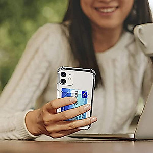 SZINTU iPhone 12 Mini Clear Case - Card Holder Slot, Slim Fit, Wireless Charging Compatible, TPU Shockproof Wallet Bumper