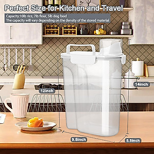 Komzon Rice Storage Container 10lb, Airtight Dry Food Cereal Containers Storage, BPA Free Rice dispenser with Pouring Spout Portable Handle for Flour Pasta Grain and Baking Pet Dog Cat Food Container
