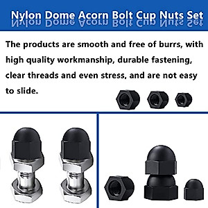 smseace 110pcs 7-Values Acorn Nuts Bolt Cap kit M3/ M4/ M5/M6/M8/M10/M12 Hex Acorn Cap Nuts Nylon Screw Covers Caps Acorn Cap Nuts Assortment Kit