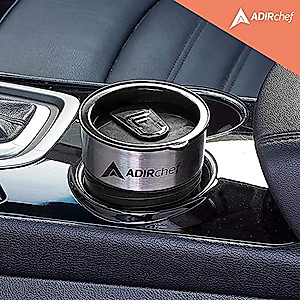 AdirChef Travel Coffee Mug 15 Oz - Insulated BPA Free Stainless Steel Vacuum Tumbler w/Spill Proof Slide Lid for Hot/Cold Drinks Great for Outdoor, Driving, Home or Office Use (Black)