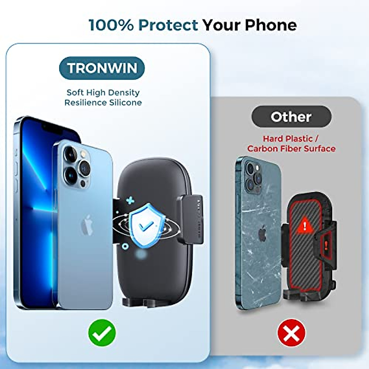 TRONWIN Car Phone Holder Mount 4 in 1 Suction Cup Cell Phone Holder for Car Dashboard Windshield Air Vent Car Phone Mount Dashboard Compatible with iPhone Samsung LG