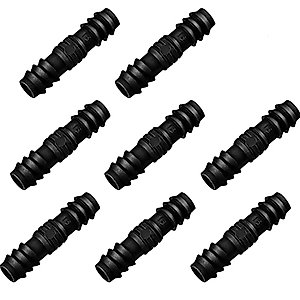 Maitys 8 Pieces 1/2 Inch (16mm) Garden Barbed Connector Plastic Drip Irrigation Hose Connector Soaker Hose Connectors Hose End Stop, Black (Joiner)