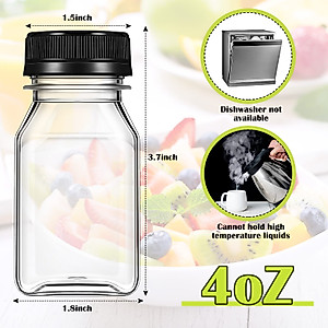 120 Pcs 4 oz Mini Plastic Juice Bottles with Leak Proof Caps Reusable Drink Beverage Containers with Lids Empty Clear Fridge Bottles Bulk for Juice Milk Smoothie Drinking Beverage for Home or Take out