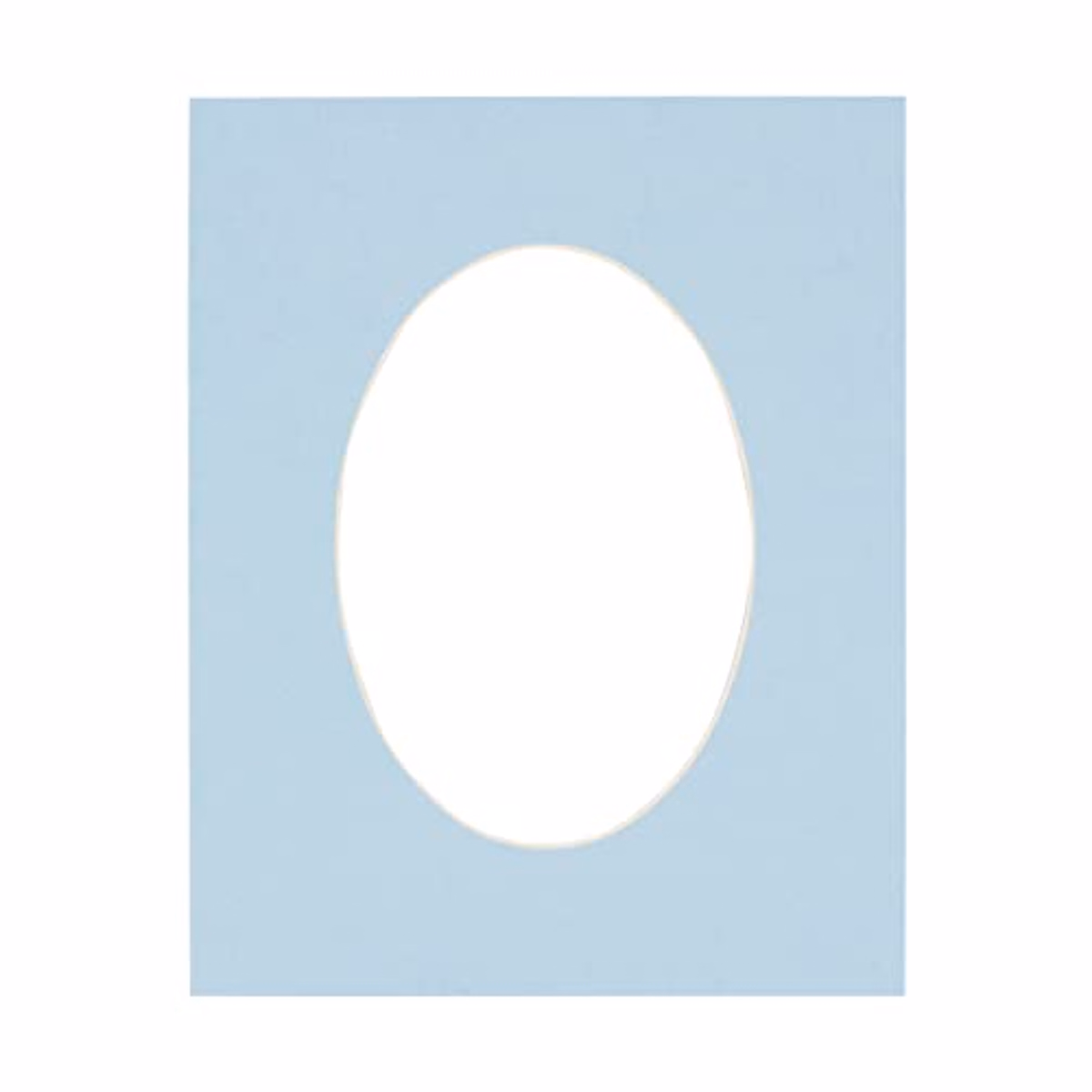 8.5x11 Mat Bevel Cut for 5x7 Photos - Precut Baby Blue Oval Shaped Photo Mat Board Opening - Acid Free Matte to Protect Your Pictures - Bevel Cut for Family Photos, Pack of 1 Matboard