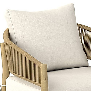 SIMPLIHOME Bayshore 28 Inch Wide Contemporary Outdoor Conversation Chair (Set of 2) in Natural Polyester Fabric, Fully Assembled, For the Living Room and Family Room