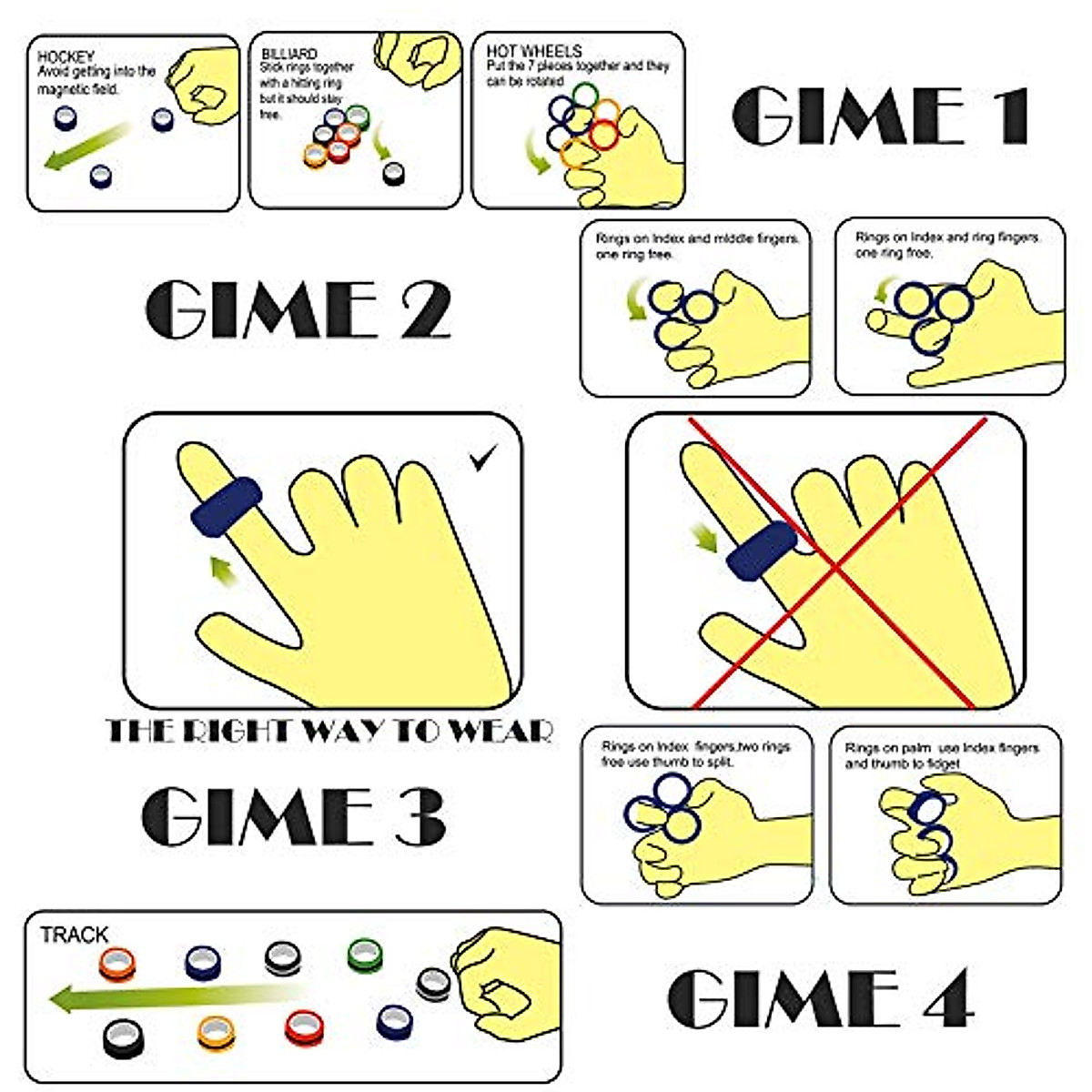 Magnetic Rings Fidget Toy Set, Idea ADHD Fidget Toys, Adult Fidget Magnets Spinner Rings for Anxiety Relief Therapy, Fidget Pack Great Gift for Adults Teens Kids (3PCS)