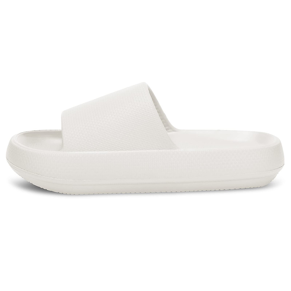 welltree Slides for Women Men Pillow Slippers Non-Slip Bathroom Shower Sandals Soft Thick Sole Indoor and Outdoor Slides,White,11.5-12.5 Women/10-11 Men