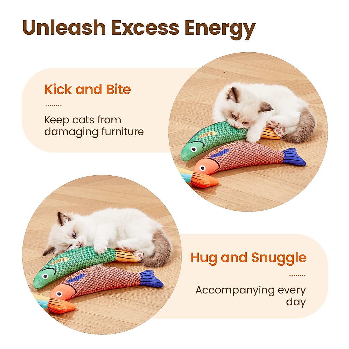 Potaroma Cat Toys Saury Fish, 3 Pack Catnip Crinkle Sound Toys Soft and Durable, Interactive Cat Kicker Toys for Indoor Kitten Exercise 9.4 Inches for All Breeds