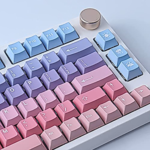 JOMKIZ PBT Keycaps, 129 Keys Dye Sublimation Cherry Profile Keycaps with 6.25U Spacebar Colorful Clouds Keycap Set for Cherry MX Switches ISO/ANSI Layout Mechanical Keyboards