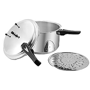 BreeRainz 12 Quart Pressure Cooker, Aluminum Pressure Canner w/Cooking Rack for Steaming,Canning and Stewing, Silver