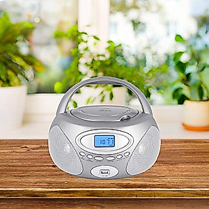 HANNLOMAX HX-311CD Portable CD/MP3 Boombox, PLL AM/FM Radio, USB Port for MP3 Playback, Aux-in, LCD Display, AC/DC Power Source (Silver)