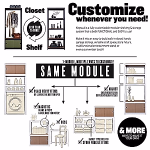 Kepsuul 4 Shelf Heavy Duty Customizable Adjustable Tier Modular Tall Metal Shelving and Storage for Garage, Kitchen, Pantry, Closet, Office, Bedroom 32.1" W X 16.4" D X 76.9" H - White