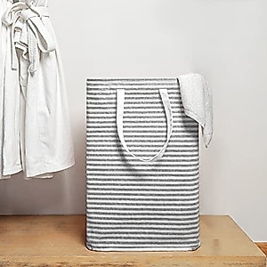 DOKEHOM 80L [2 Pack] Freestanding Laundry Hamper with Handle, Collapsible Large Cotton Storage Basket for Clothes (Grey)