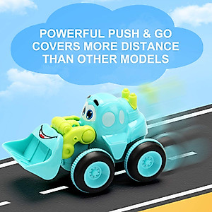 Toys for a 2 Year Old Boy - 4 Friction Powered Trucks for 3+ Year Old Boys, Push & Go Cars Cartoon Construction Vehicle Set - Best Toddler Boys Toys & Toy Trucks, Play Pull Back Car, Idea