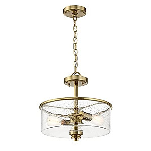Craftmade 50552-FB Bolden Clear Seeded Glass Shade Semi Flush, 2-Light 120 Watts, Flat Black