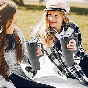 Samtrade Drinking Cup, Stainless Steel Insulated Tumbler with Handle (40oz) - 100% Leak-Proof Friendly Travel Mug, Charcoal blue, YX-T40