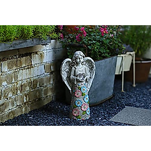 TOMBABY Solar Angel Figurine Garden Outdoor Statue, Polyresin Angel Art for Patio Lawn Yard Porch Gift Holiday Decoration
