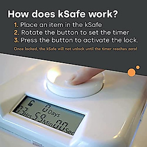 KSafe Timer Lock Box for Phones, Snacks & Medications - Cell Phone Jail & Food Safe with Timer - Time Locking Container for Better Habits & Addiction Management (Mini, White Lid + 3.0” Clear Base)